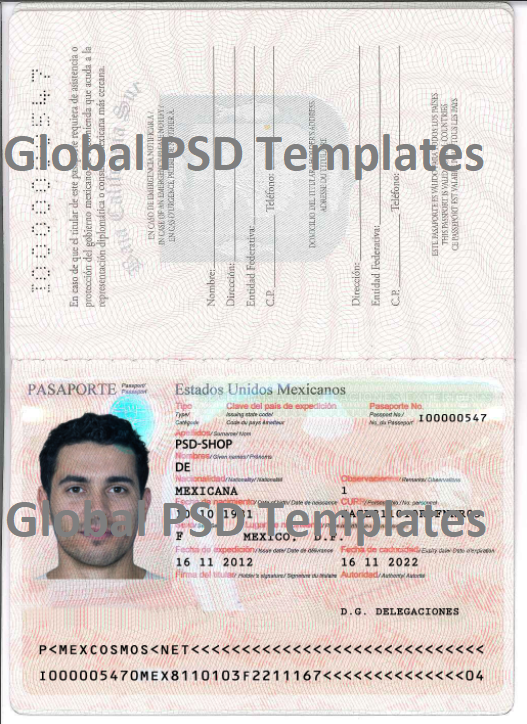 Mexico Passport Template - Global PSD Template