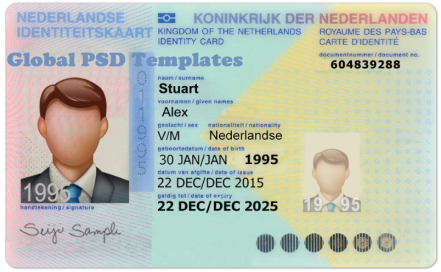 Netherlands ID Card (Front & Back) Template V2 - Global PSD Template