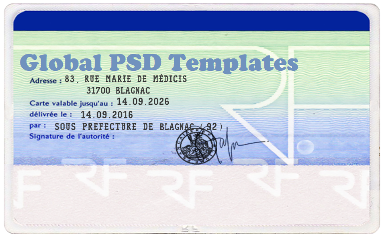 France ID Card (Front & Back) Template - Global PSD Template