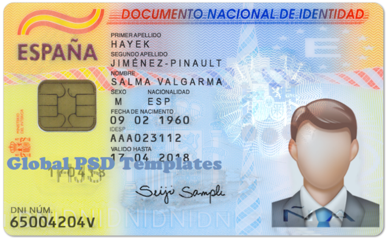 Spain ID Card (Front & Back) Template - Global PSD Template