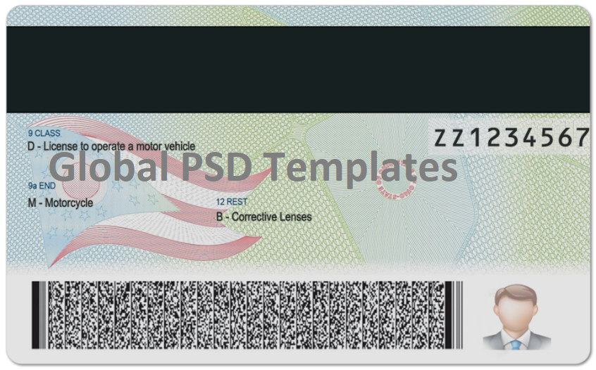 Ohio Drivers License Template (Front & Back) V2 - Global PSD Template