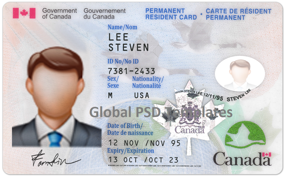 Canada ID Card Template (Front & Back) - Global PSD Template