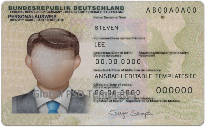Germany ID Card Template (Front & Back) V1 - Global PSD Template