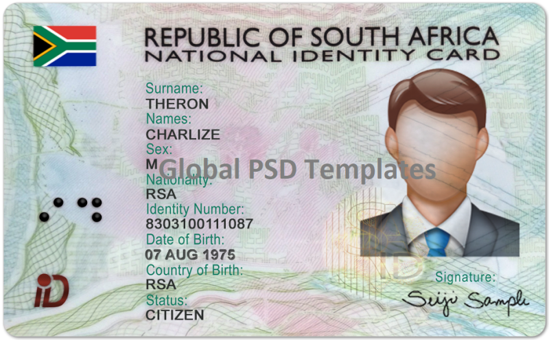 South Africa ID Card Template (Front & Back) - Global PSD Template