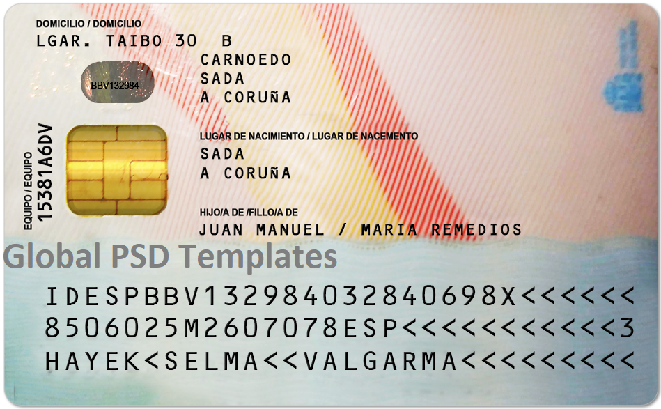Spain ID Card Template (Front & Back) V1 - Global PSD Template